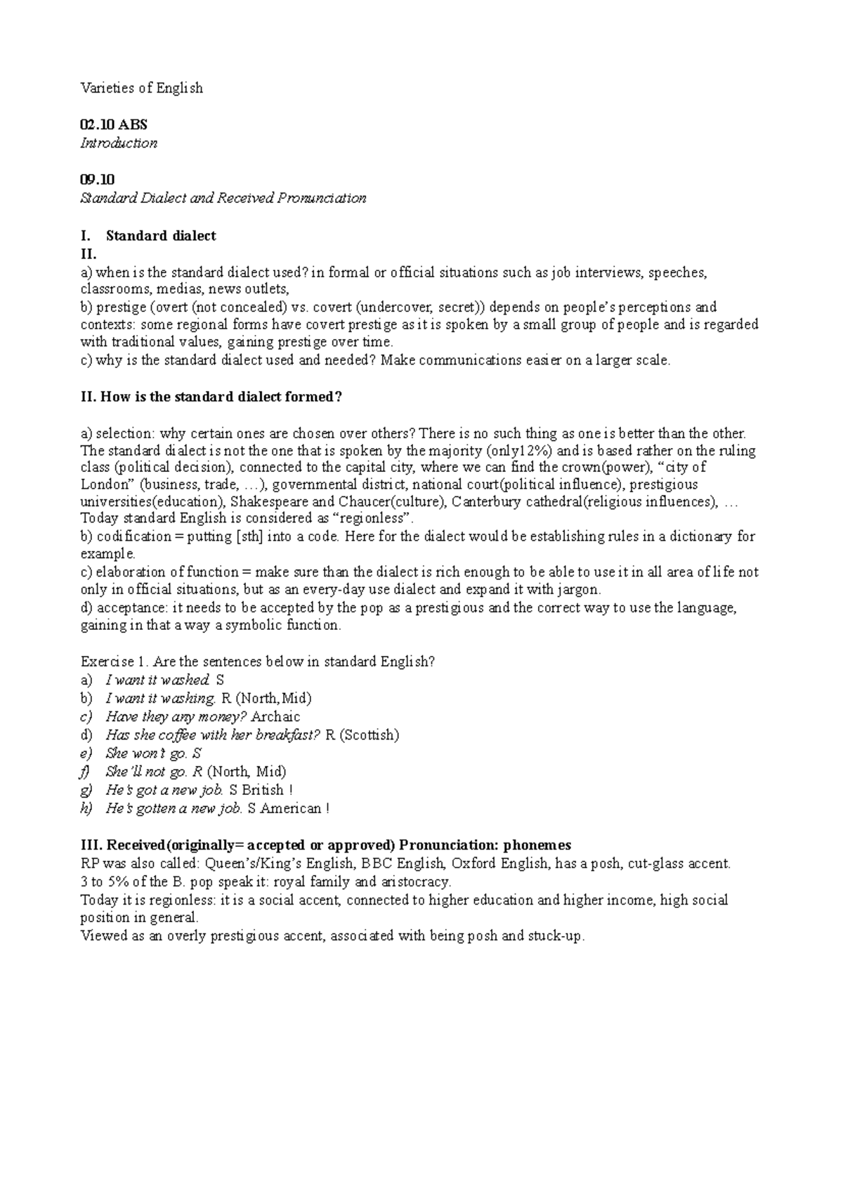 Varieties of English: Standard Dialect & Received Pronunciation (02.10 ...