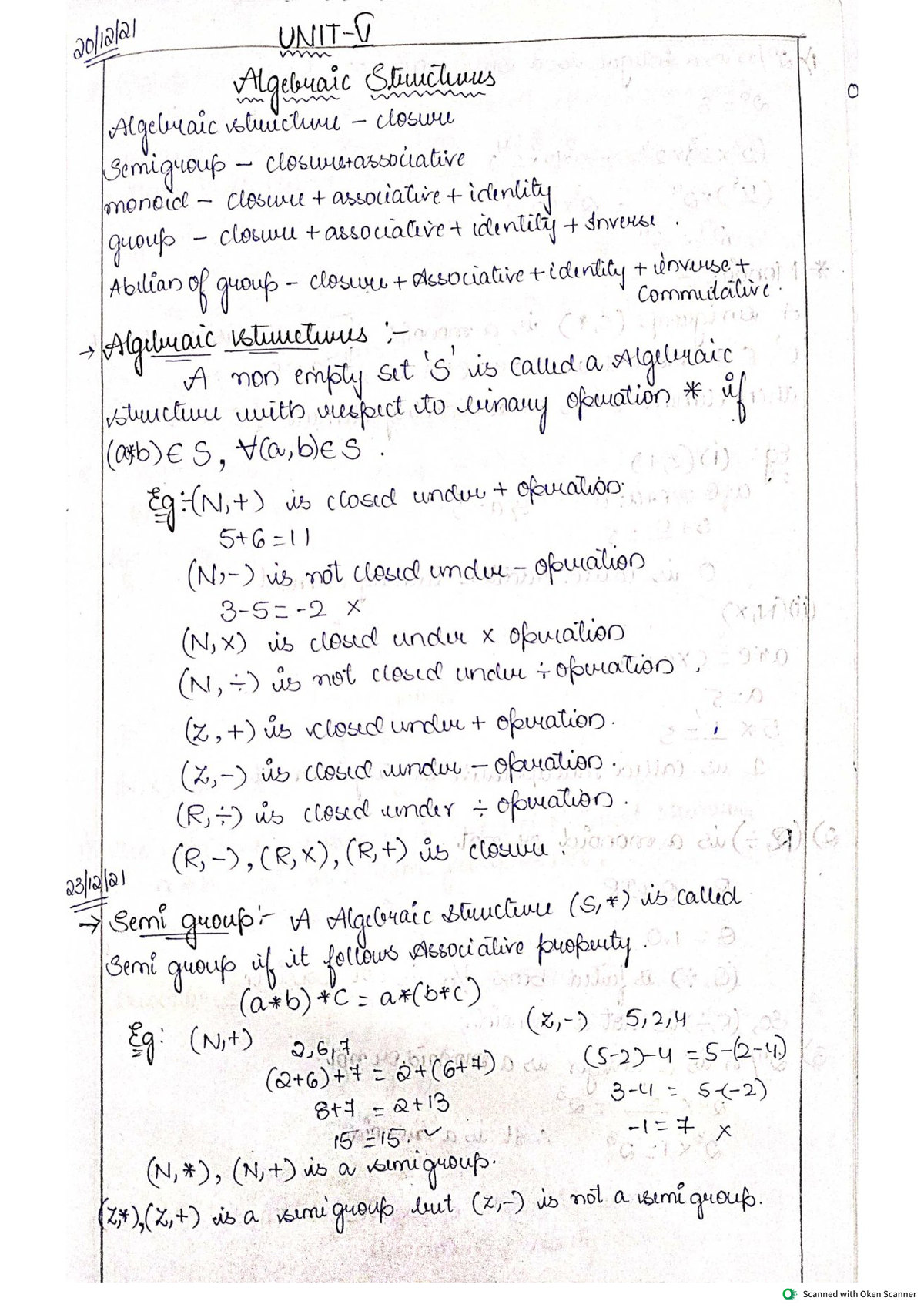 DM 5 - Discrete Math Unit 5: Algebraic Structures Overview - Studocu