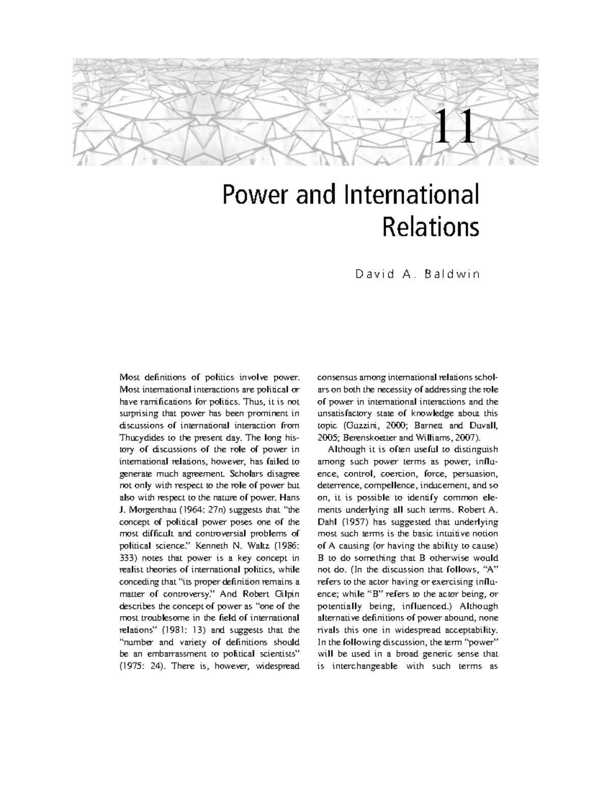 Power Dynamics in International Relations: Insights from Baldwin (2012 ...