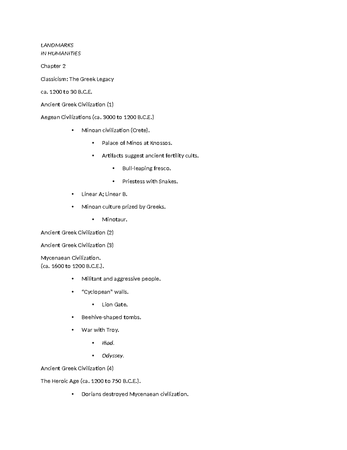 Humanities 101: Chapter 2 - Classicism and the Greek Legacy - Studocu