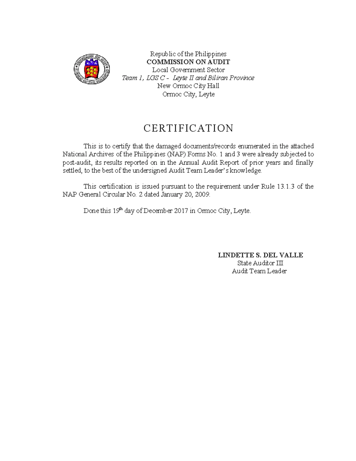 NAP Form No. 1 - Records Inventory and Appraisal Documentation - Studocu