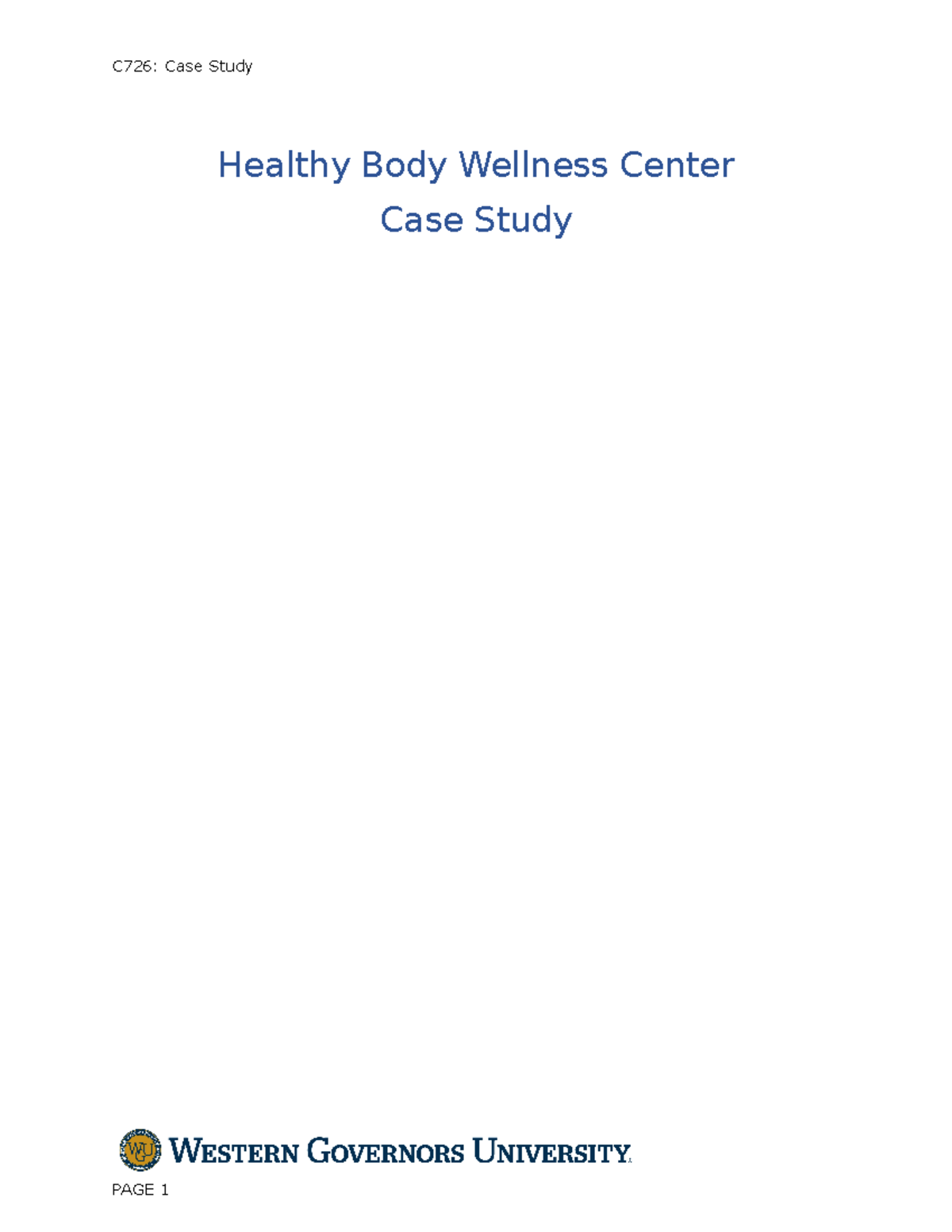 Case Study: Healthy Body Wellness Center - Studocu