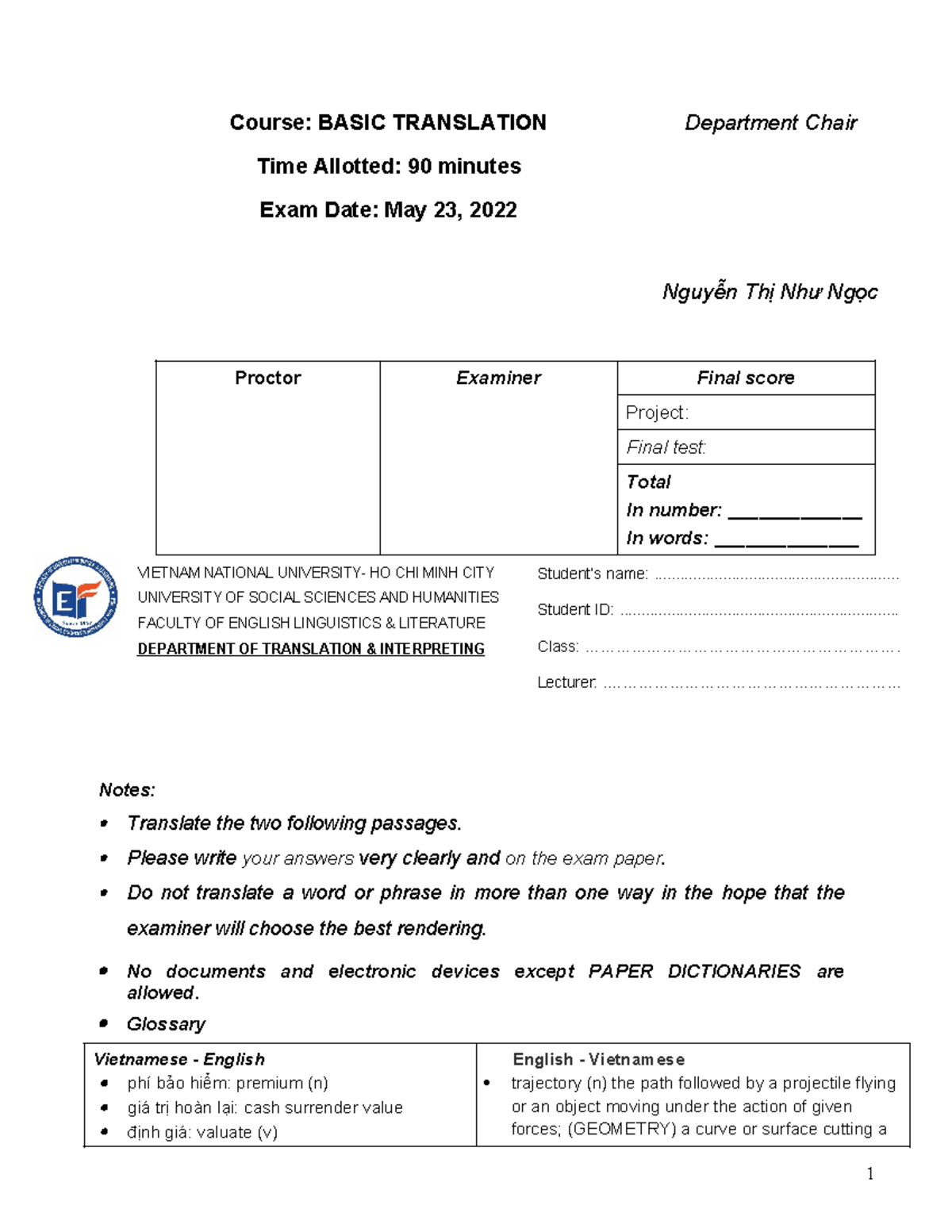 BASIC TRANSLATION - Final Test Sample with Instructions and Glossary ...