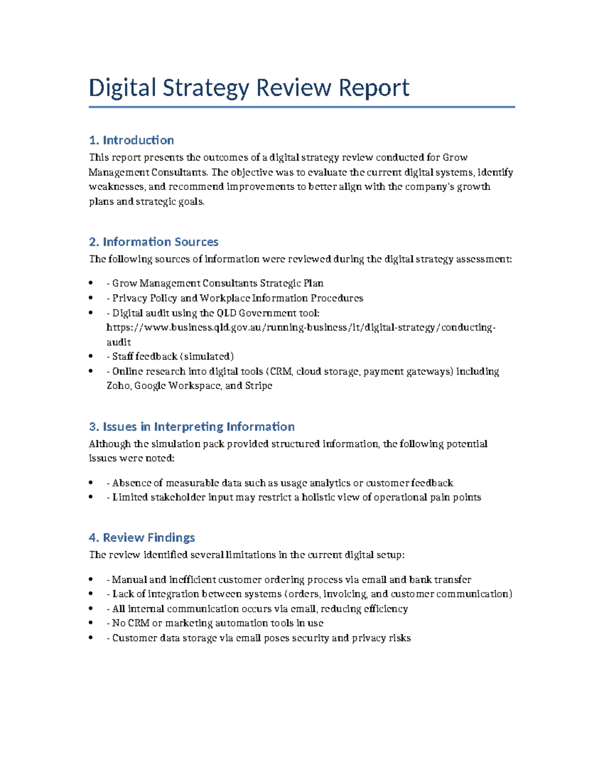 Digital Strategy Review Report: Assessment & Recommendations for Growth ...