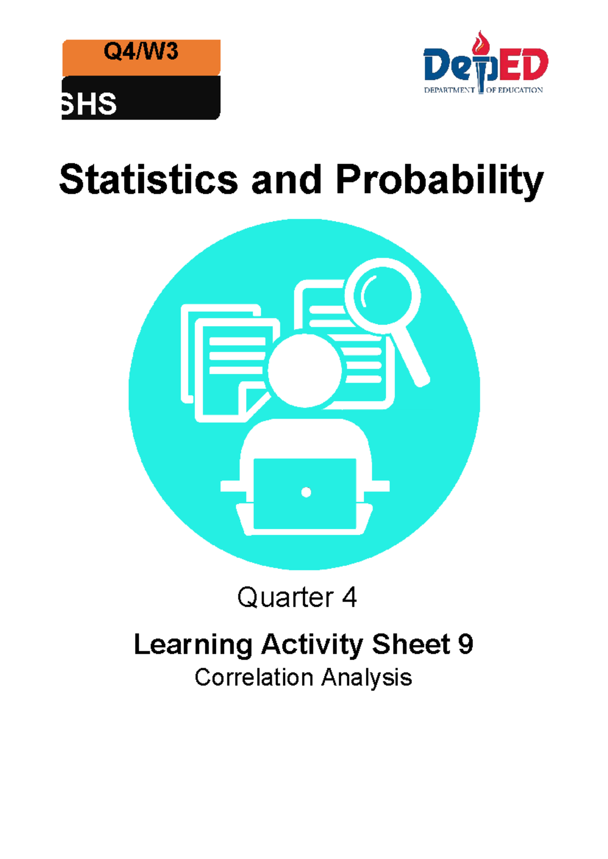 Statprob 11 Q4 W3 Learning Activity On Correlation Analysis Studocu