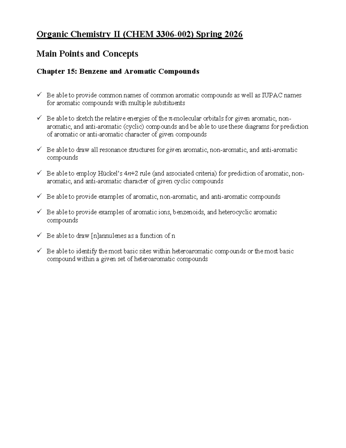 Lecture Notes: Organic Chemistry II (CHEM 3306) - Chapter 15 - Studocu