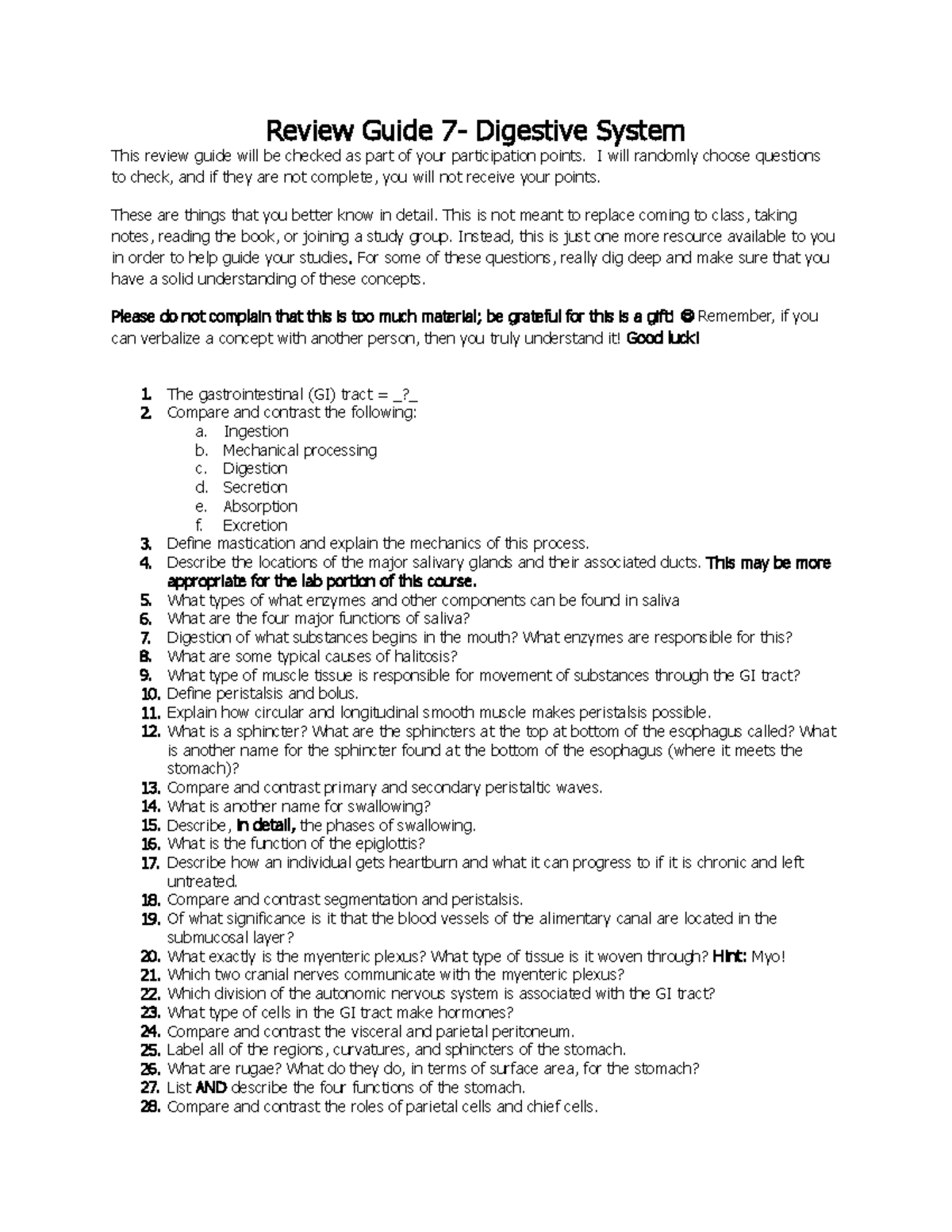 Review Guide 7- Digestive System - I will randomly choose questions to ...