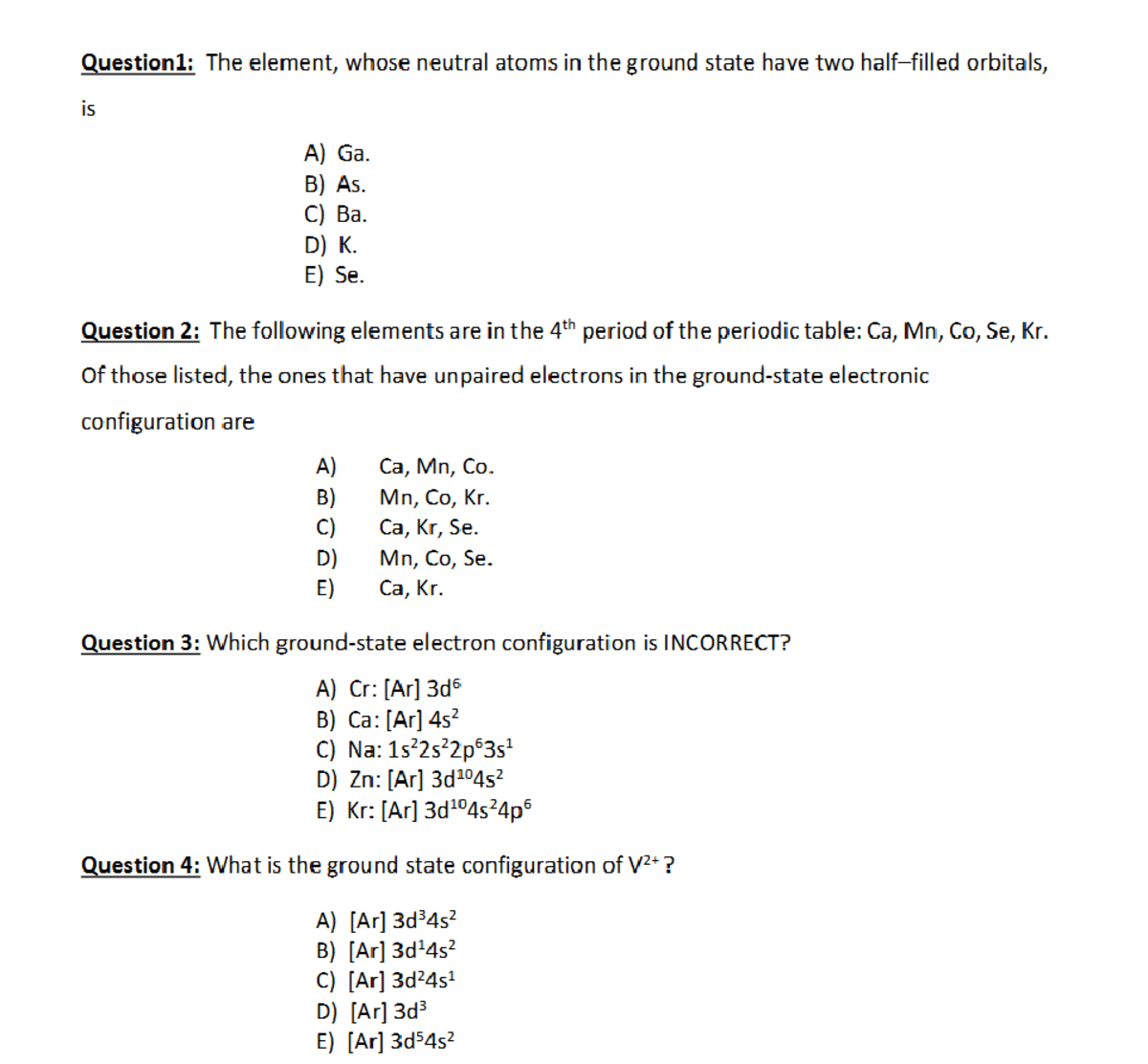Chemistry Quantum Numbers Problems: Exam Questions & Answers - Studocu