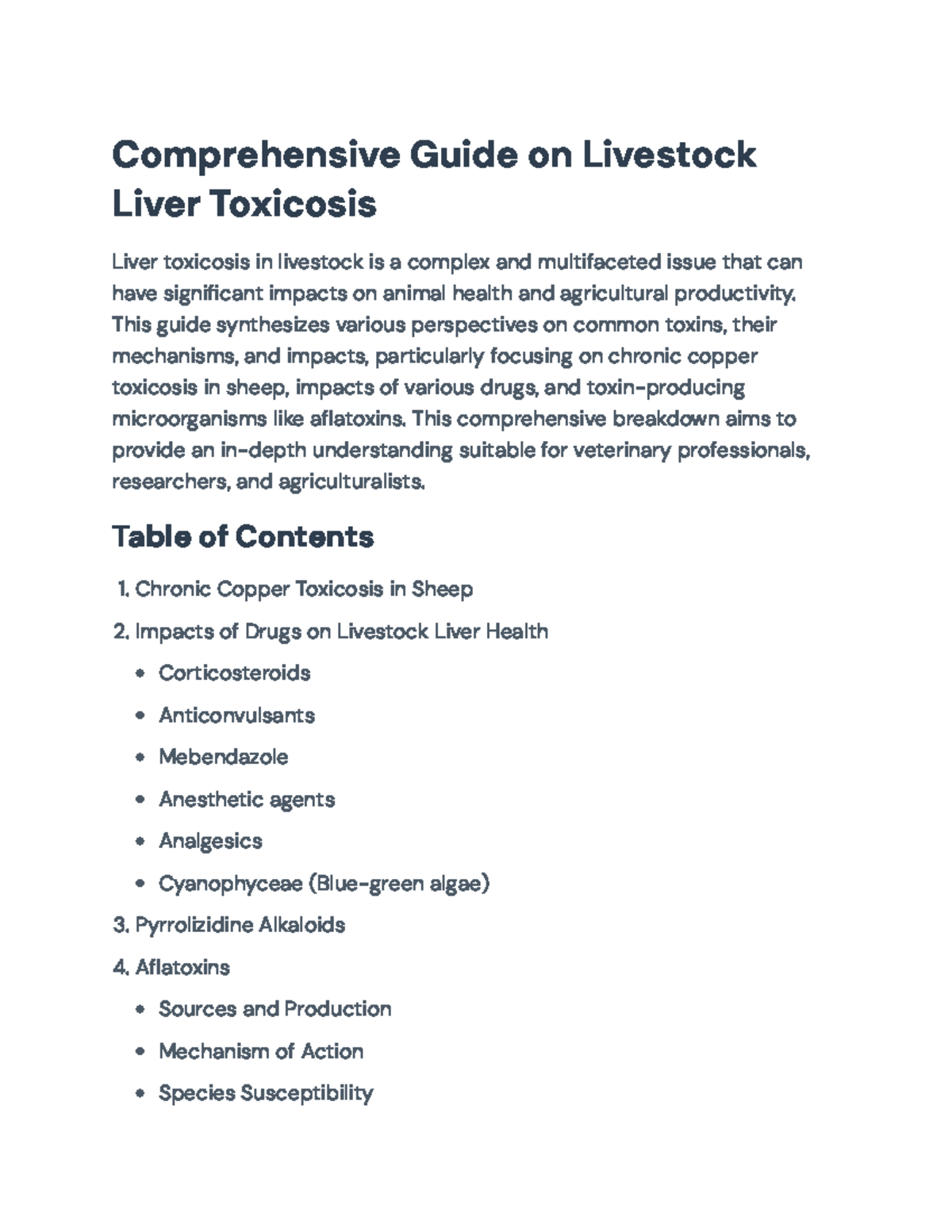 Comprehensive Guide on Liver Toxicosis in Livestock (Agriculture ...