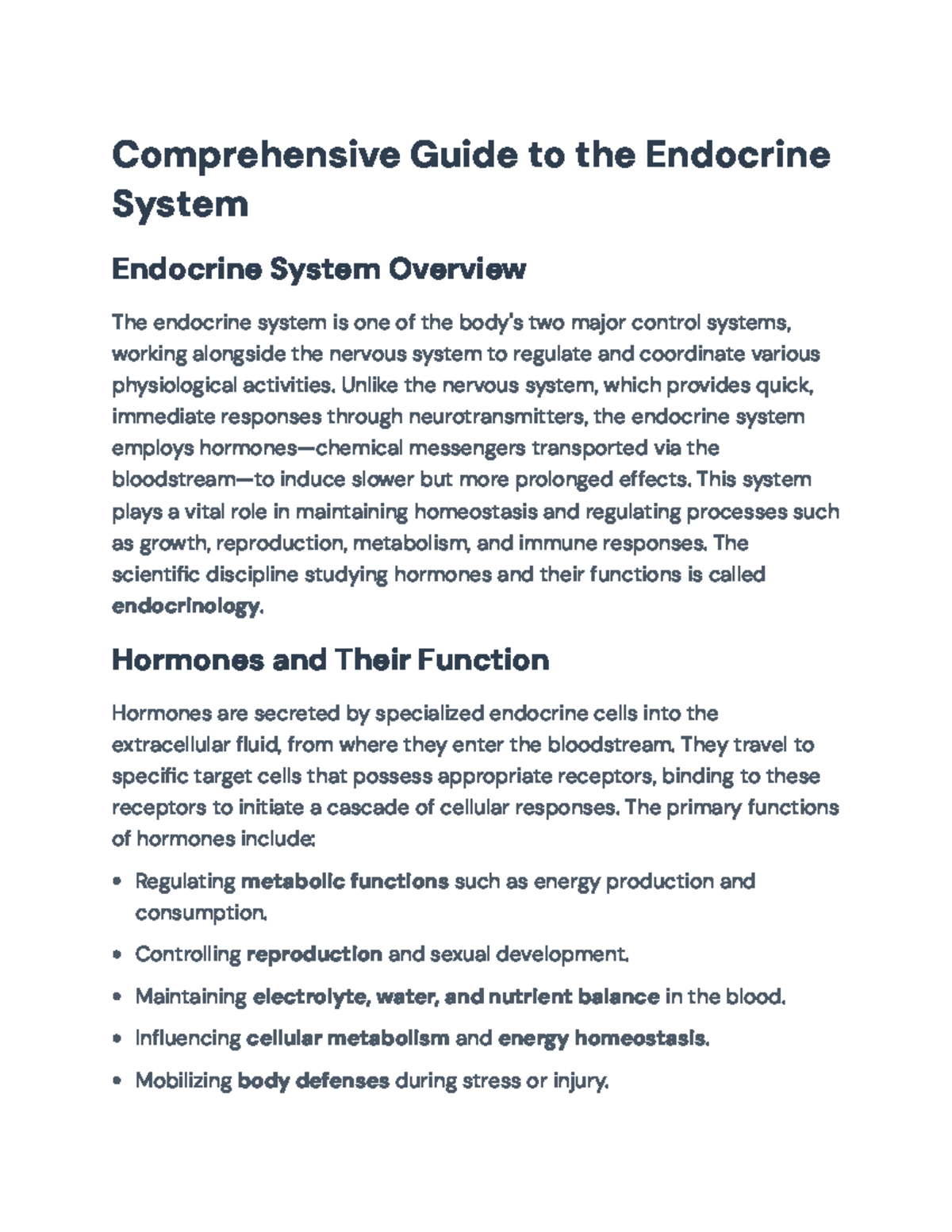 Comprehensive Review of the Endocrine System Functions and Hormones ...