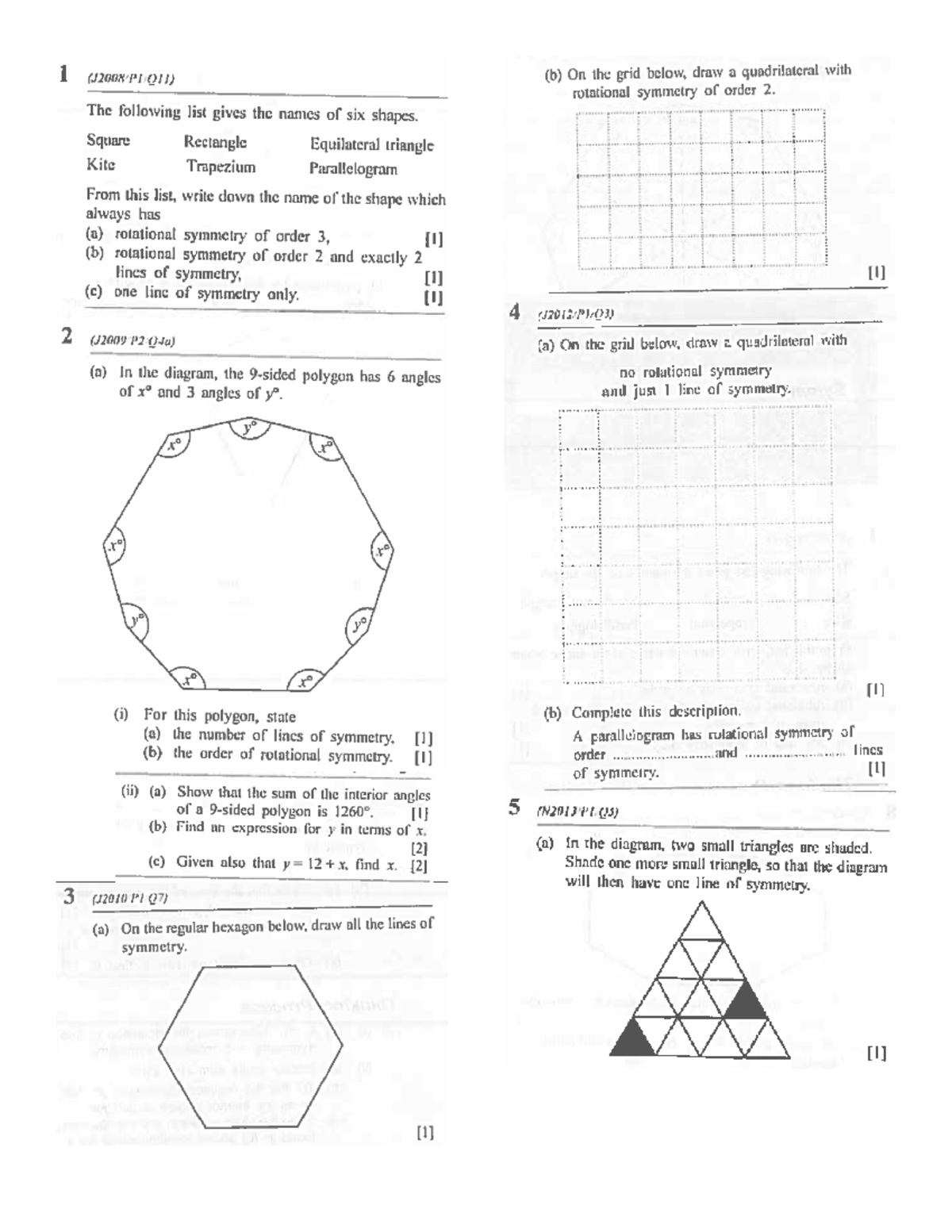 Topic 11 - Rotational Symmetry and Lines of Symmetry Exercises (Math ...