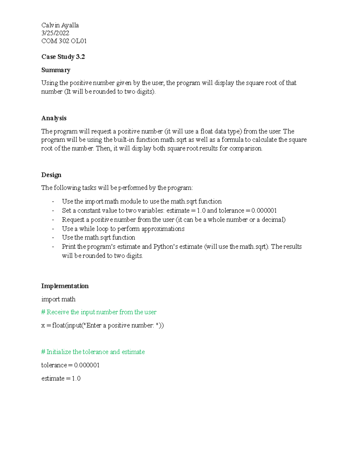 COM 302 Case Study 3.2 Assignment - 3/25/ COM 302 OL Case Study 3 ...