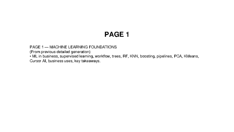 ML Foundations Cheatsheet: Supervised Learning & PCA (Pages 1-4) - Studocu