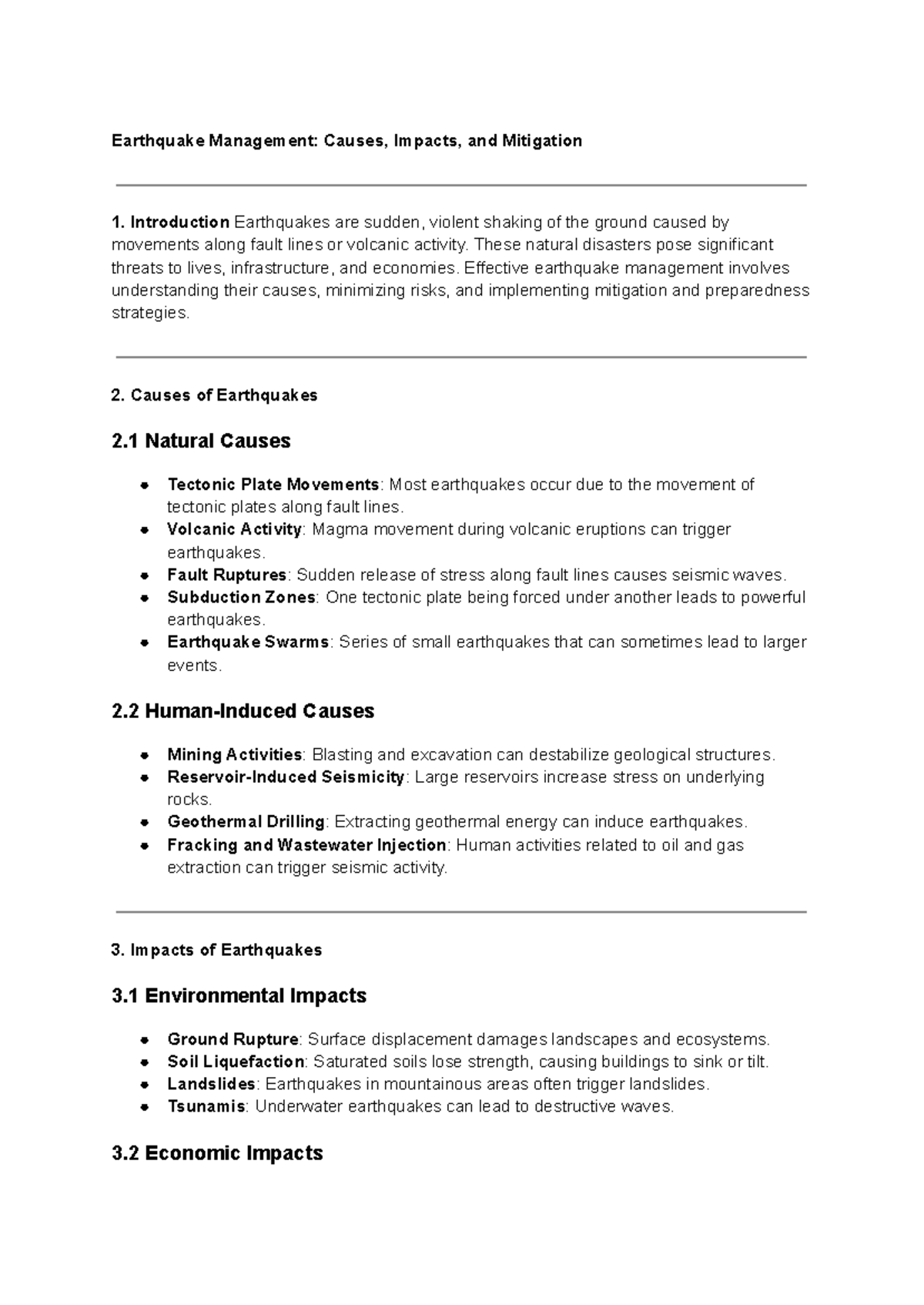 Earthquak Management - short notes for students on natural disasters ...