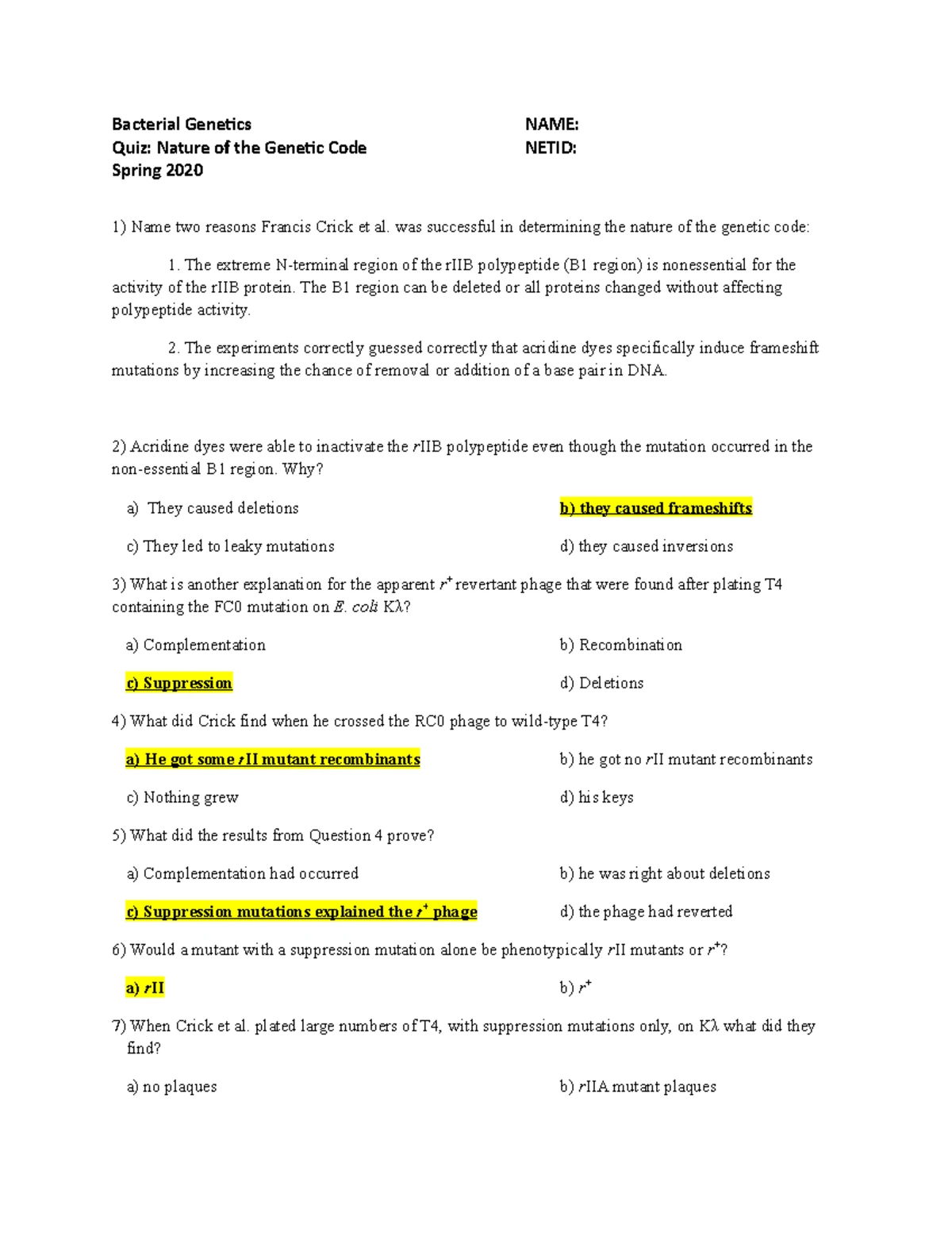 Bacterial Genetics Q&A: Key Concepts for Exam Prep (BIO 101) - Studocu