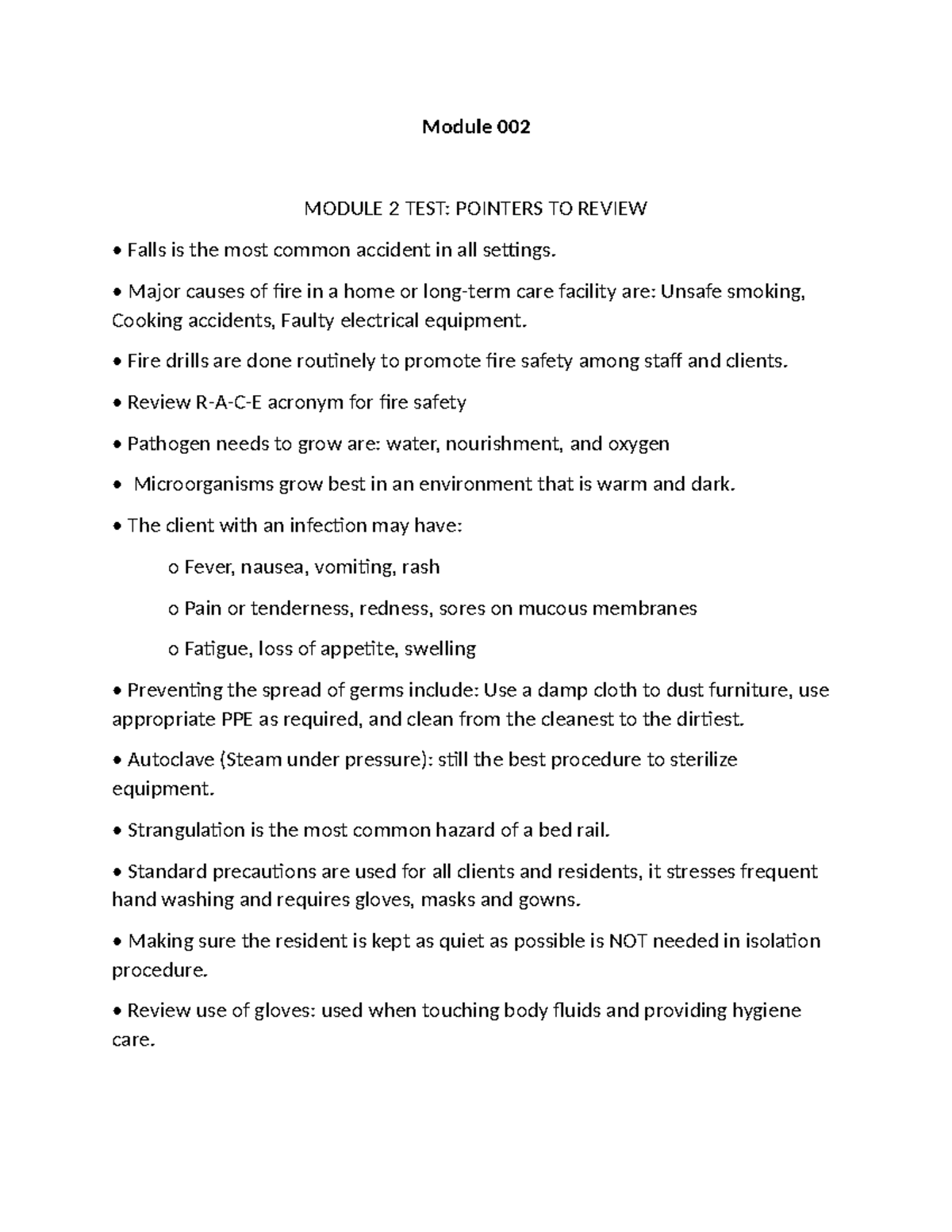 Module 002: Test Practice on Client Safety & Infection Control - Studocu