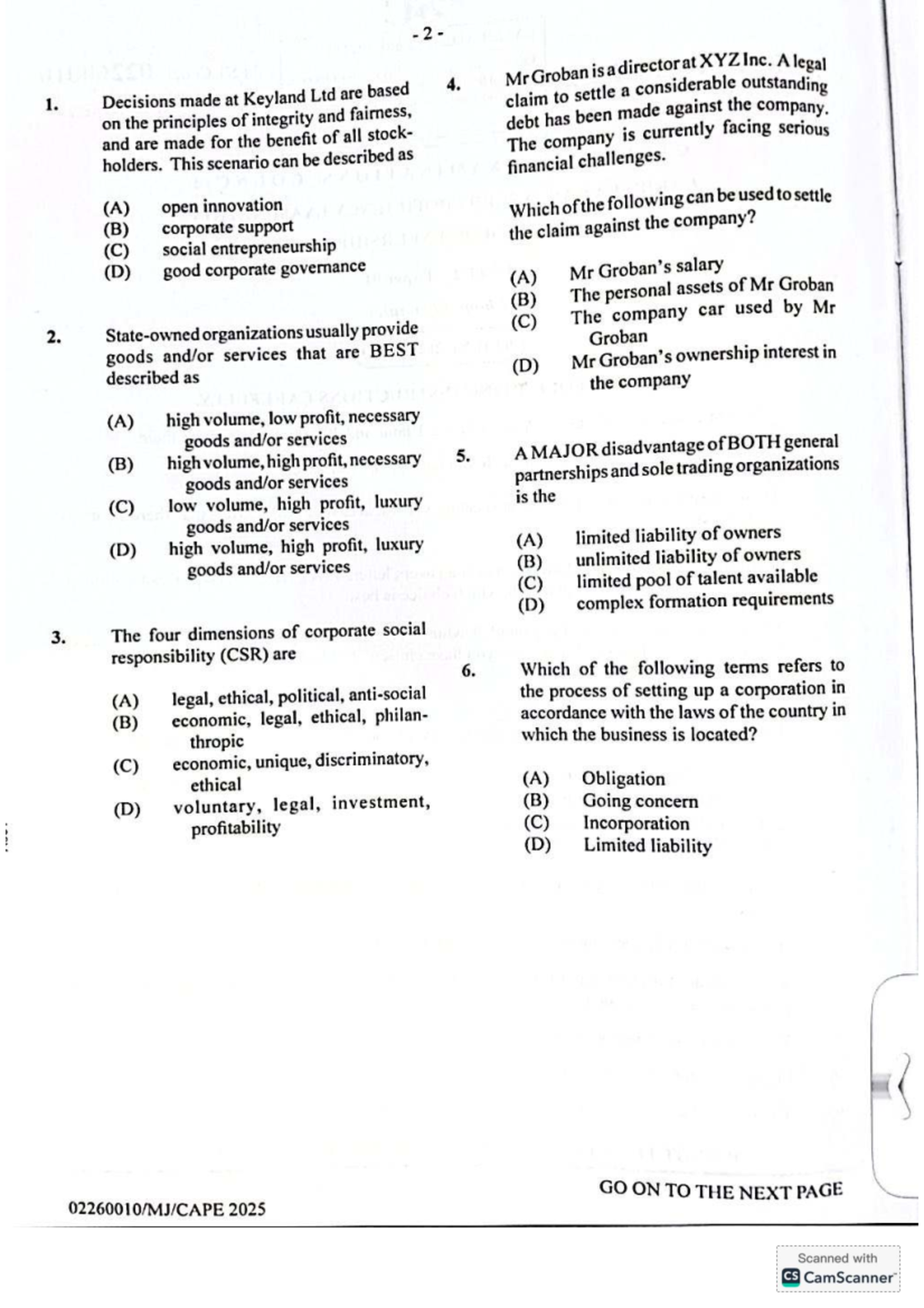 Entrep U2 P1 2025 - CXC Past Paper Analysis and Solutions - Studocu