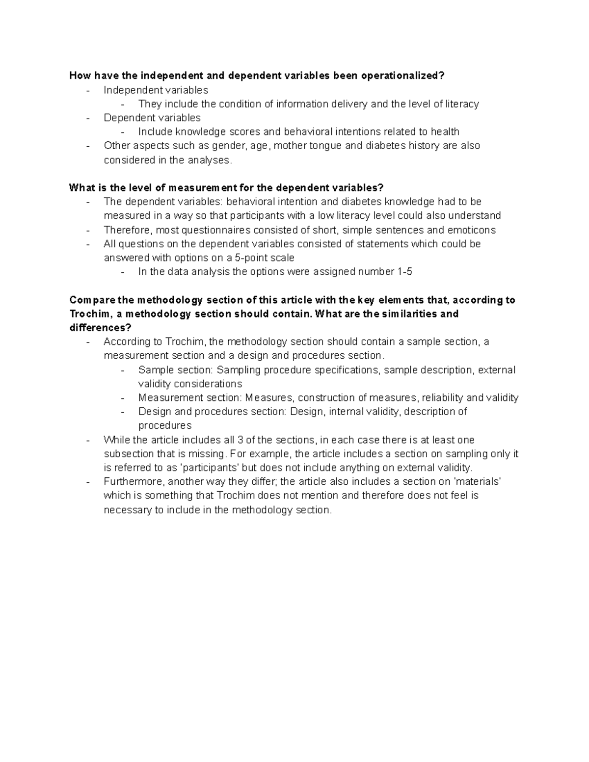 QM Assignment 3: Operationalization of Variables & Methodology Comparison - Studeersnel