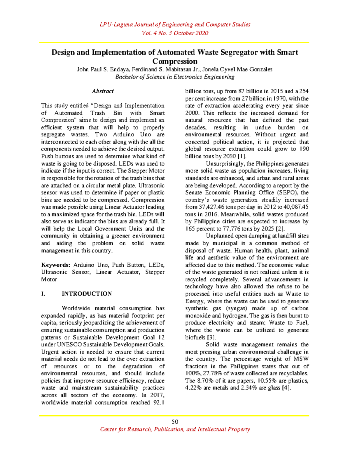Design and Implementation of Automated Waste Segregator (ECE 2020 ...