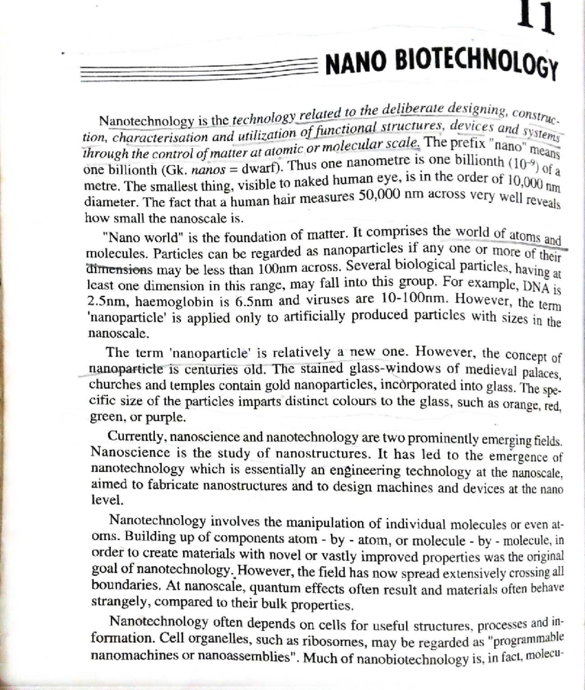 NANO 11: BIOTECHNOLOGY - Exploring Nanobiotechnology and Nanomaterials ...