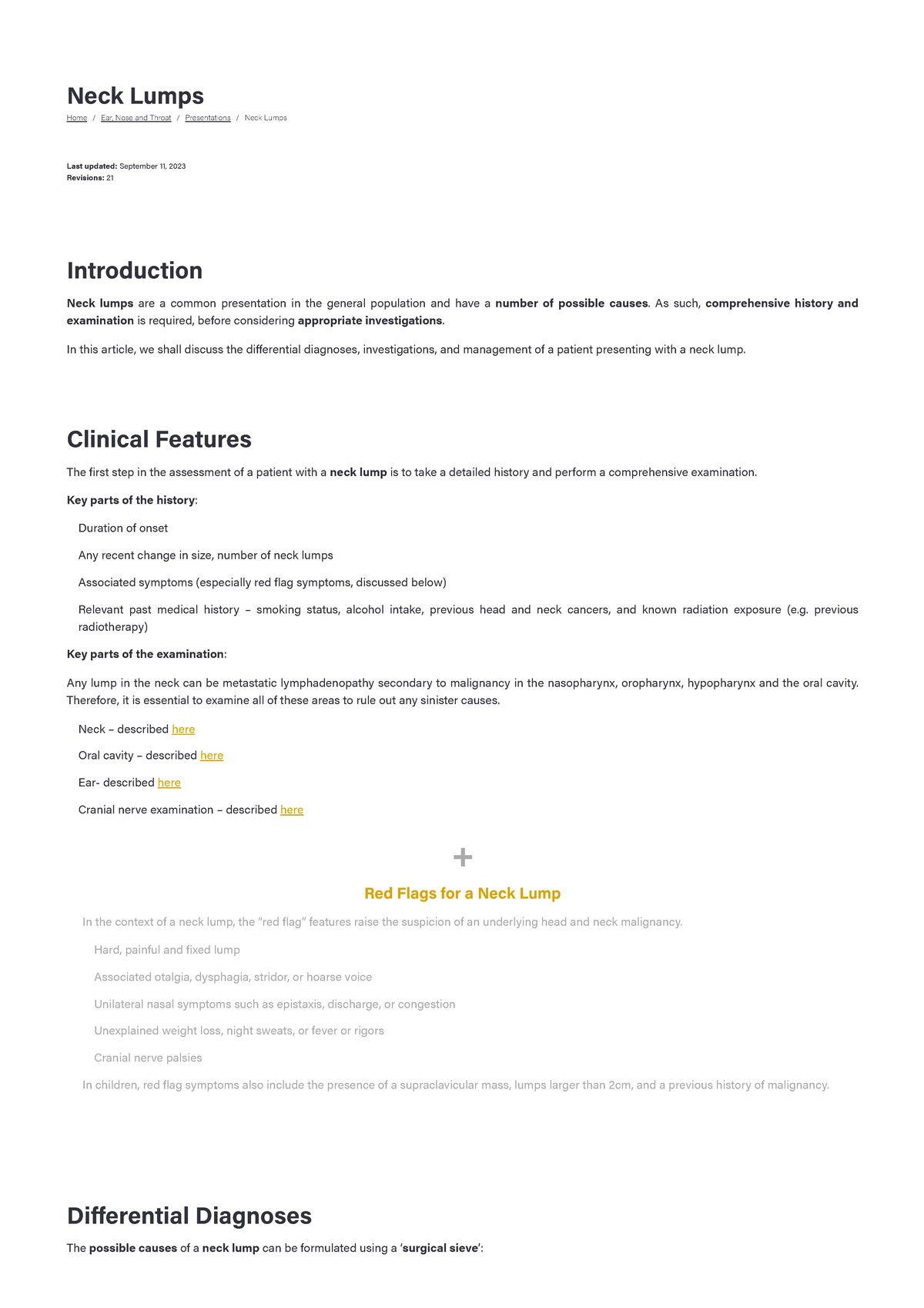 Neck Lumps: Differential Diagnosis & Investigations - Teach Me Surgery ...