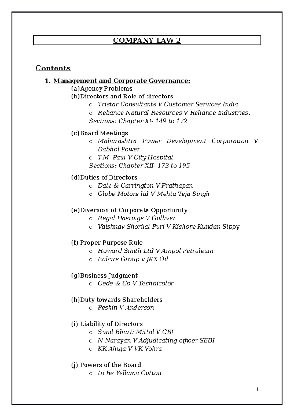 Company law Full Notes - Notes on Company Law - Studocu