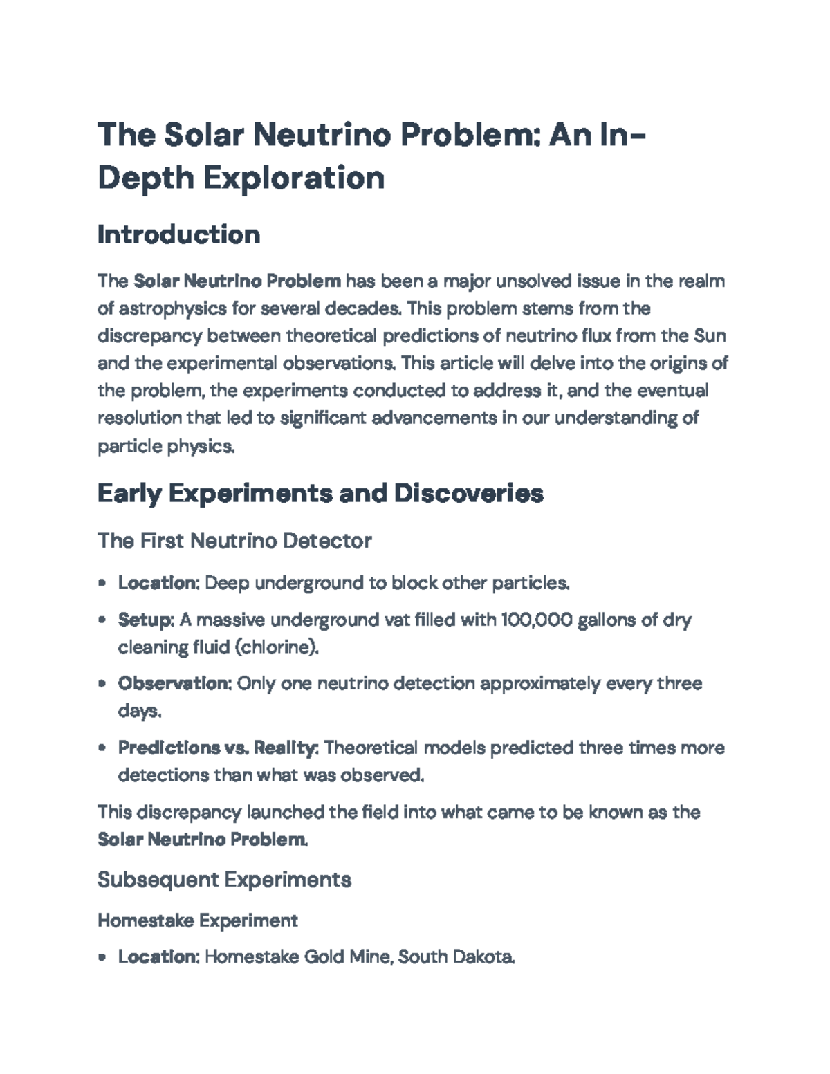 The Solar Neutrino Problem: Exploration and Key Discoveries - The Solar ...