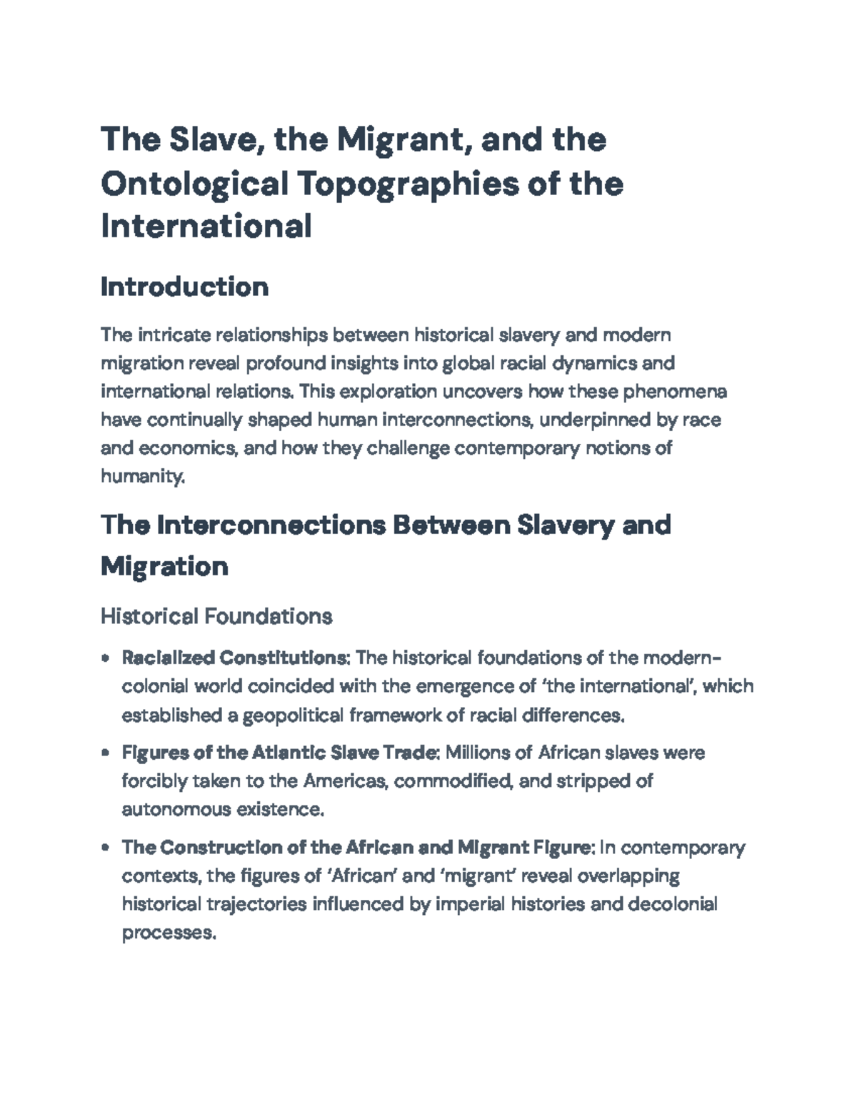 Racial Dynamics and Migration: Historical Insights and Connections ...