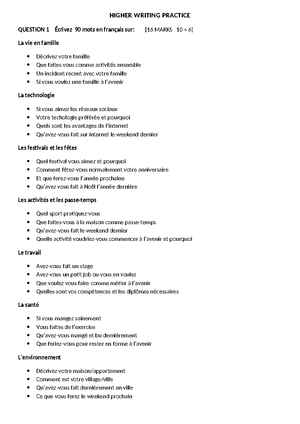 Translation Exercises into French - GCSE French Higher Tier Translate ...