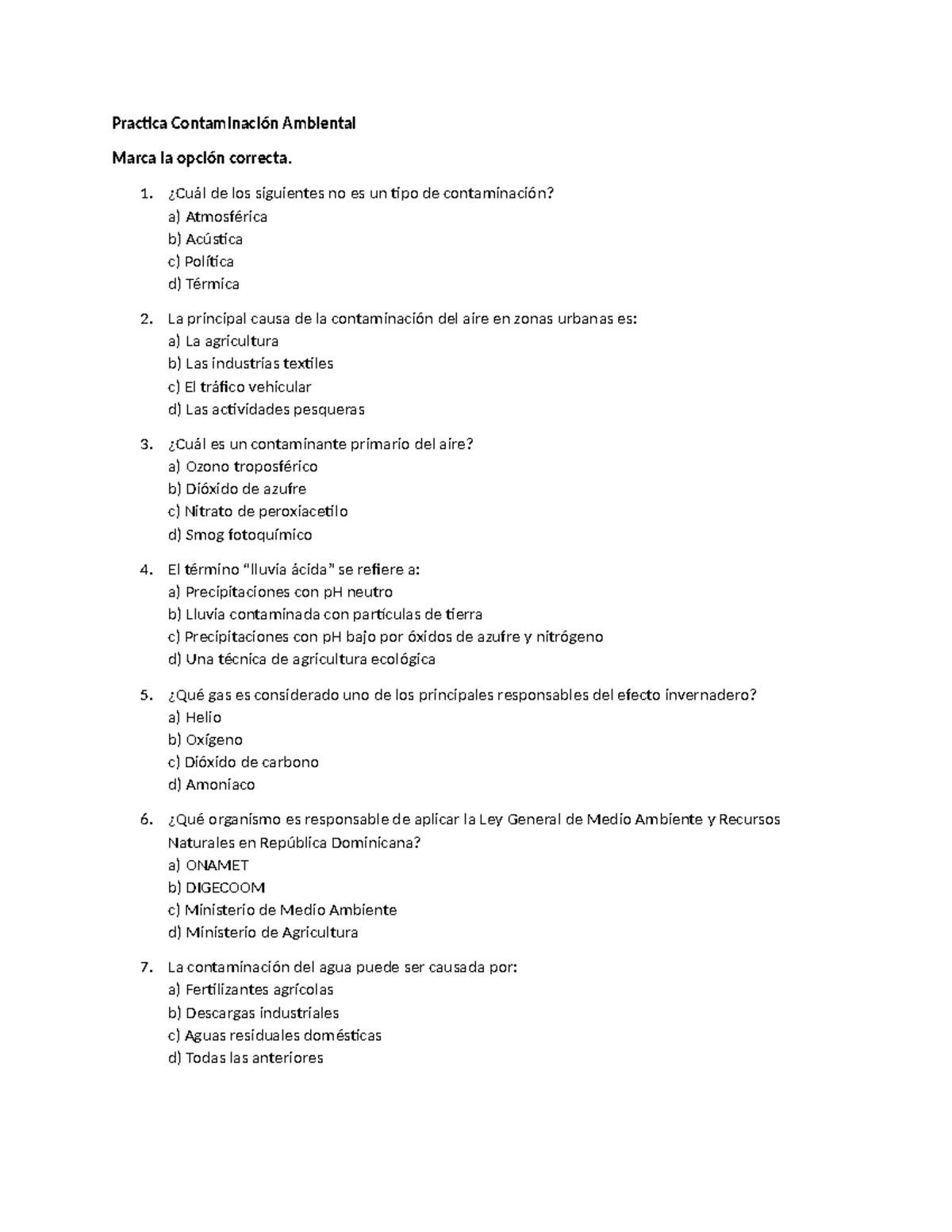 Practica Contaminacion Ambiental - Practica Contaminación Ambiental ...