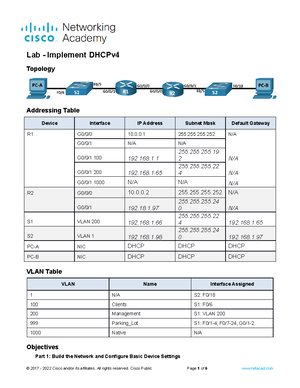 4.2.7 Packet Tracer - Configure Router-on-a-Stick Inter-VLAN Routing - CIS-272- Packet Tracer ...