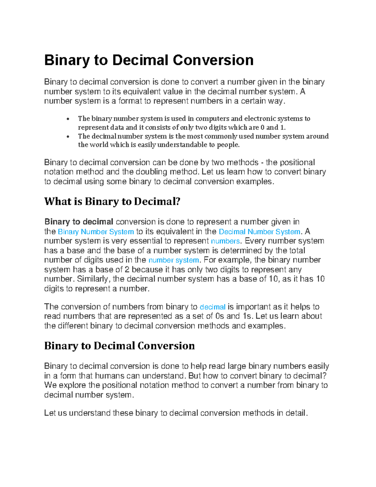 Binary to Decimal Conversion Methods and Examples - Studocu