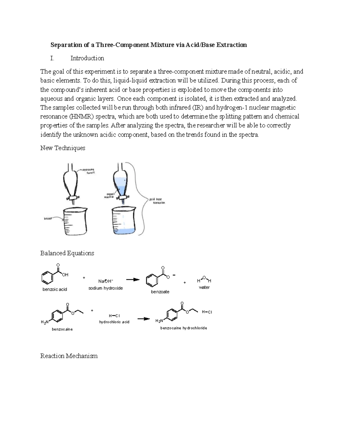 Separation of Mixtures via Extraction: O-Chem Lab 6 Techniques - Studocu