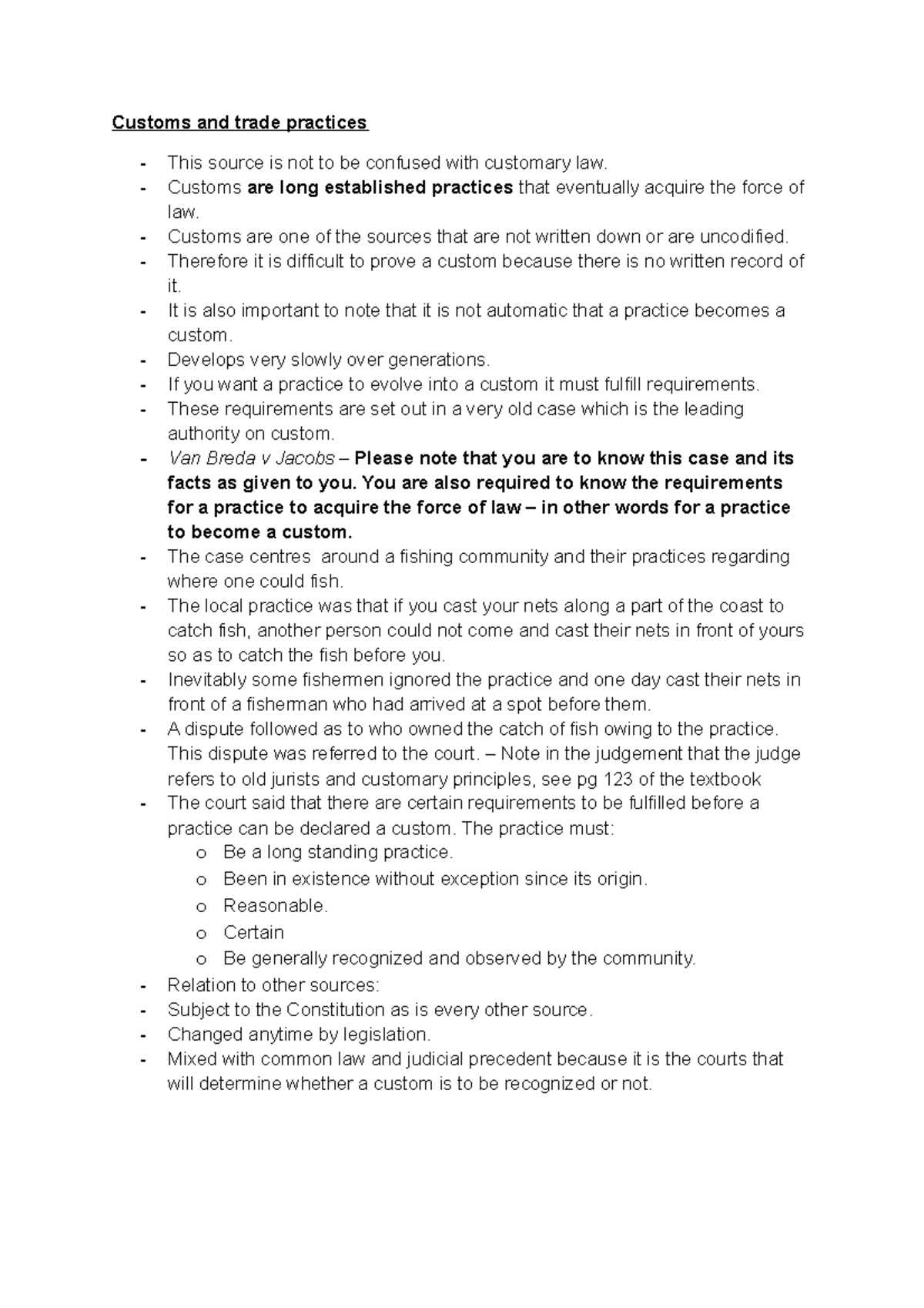 Customs and Trade Practices: Key Notes and Case Analysis - Studocu