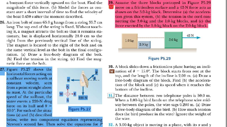 Physics Problems: Buoyant Force, Tension, and Motion Analysis (P5.29 ...