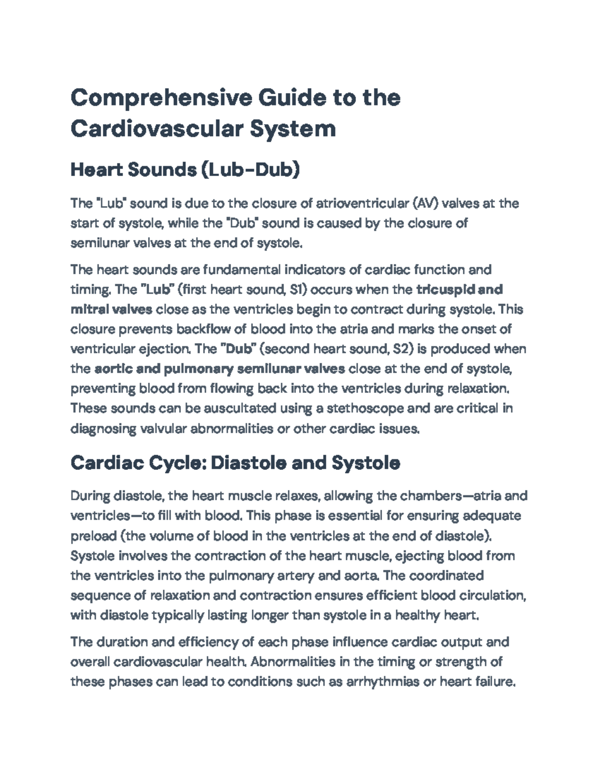 Comprehensive Overview of Cardiovascular System Anatomy & Heart Sounds ...