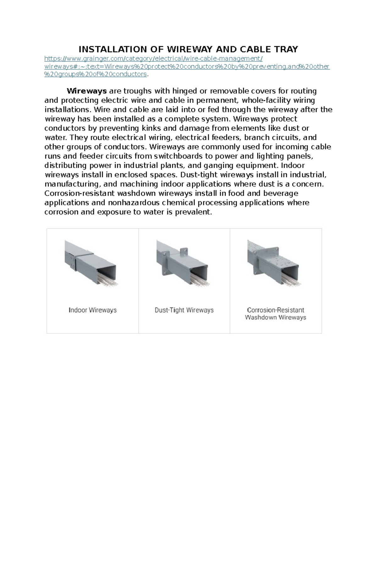 Q3 2.1 Installation Guide for Wireways & Cable Trays - Studocu
