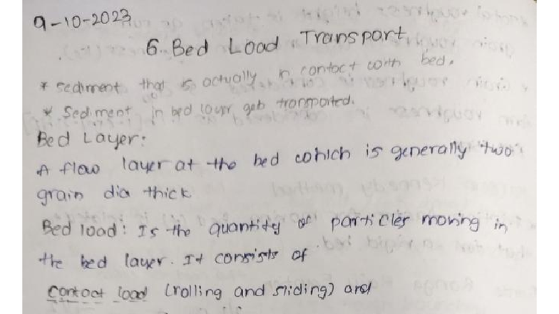 Bed Load Transport Mechanisms and Estimation Methods (ENG 101) - Studocu
