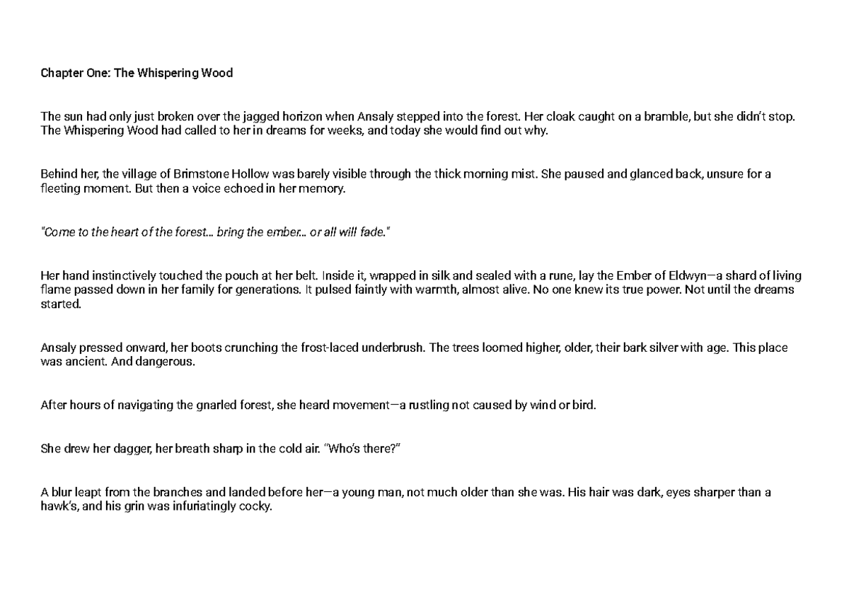 Xr Fy41zavu - Chapter 1: The Whispering Wood Adventure - Studocu