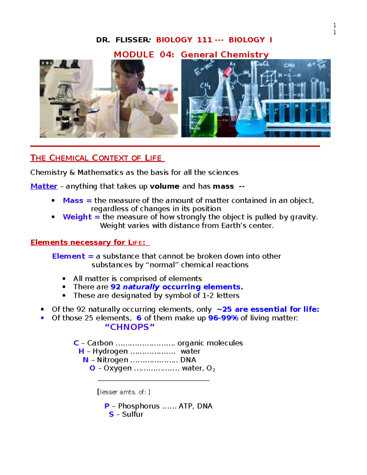 Biology 111: Module 04 - The Chemical Context of Life - Studocu