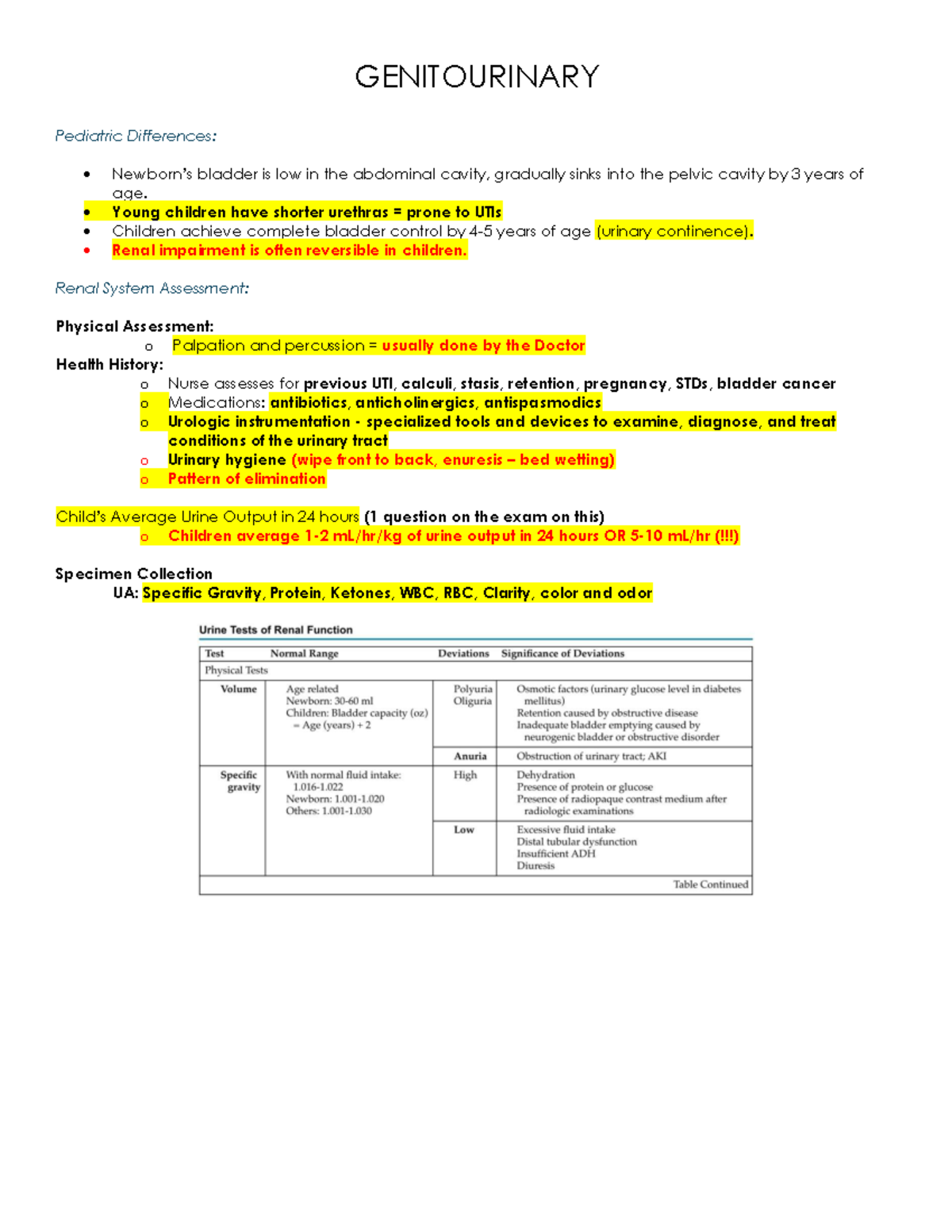 Exam 2 - Genitourinary system in pediatrics: key concepts and ...