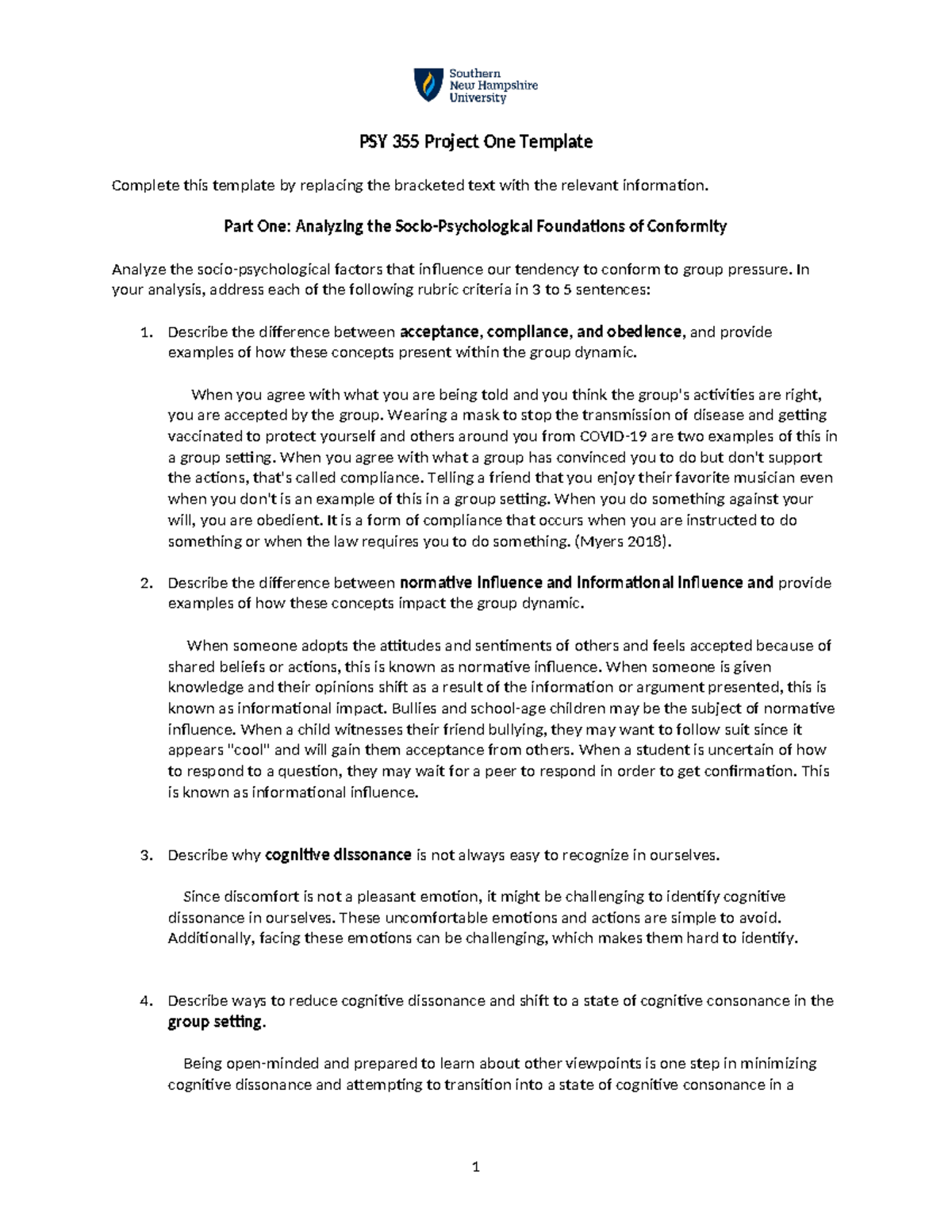 PSY 355 Project One: Exploring Socio-Psychological Conformity Factors ...