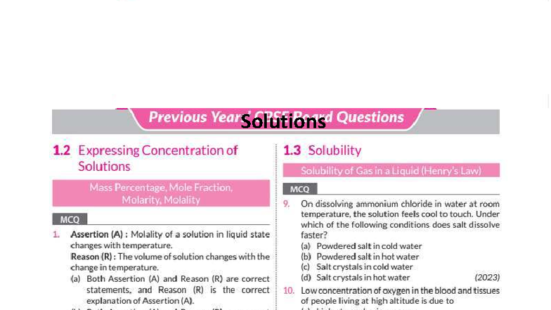 Solutions - PYQ on Solutions Chapter (2023) - Studocu