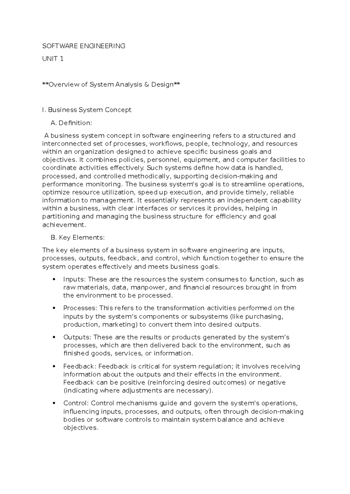 CSE 5th Sem: Software Engineering Unit 1 - Business Systems & SDLC ...
