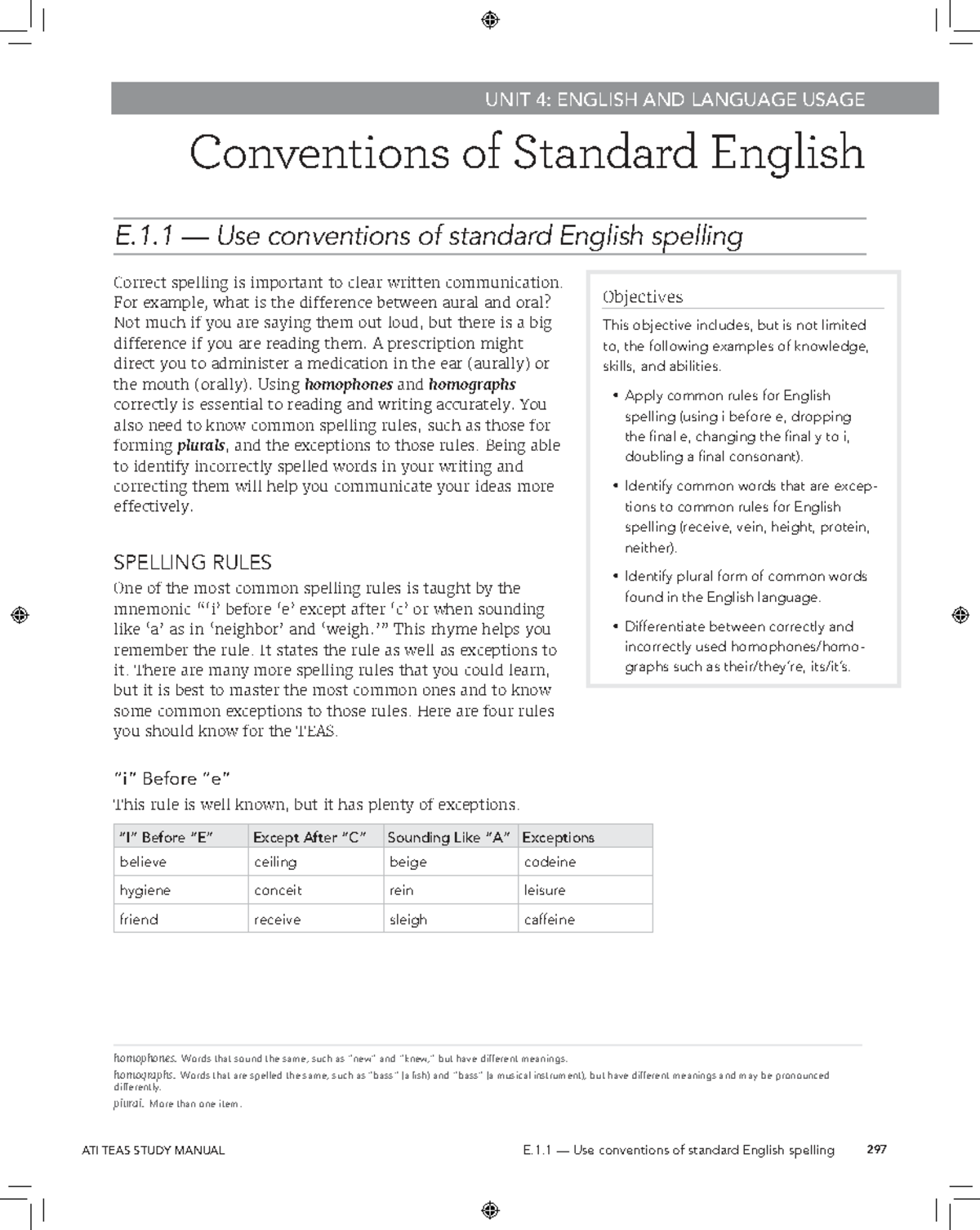 E.1.1 Conventions of Standard English: Spelling & Punctuation Guide ...