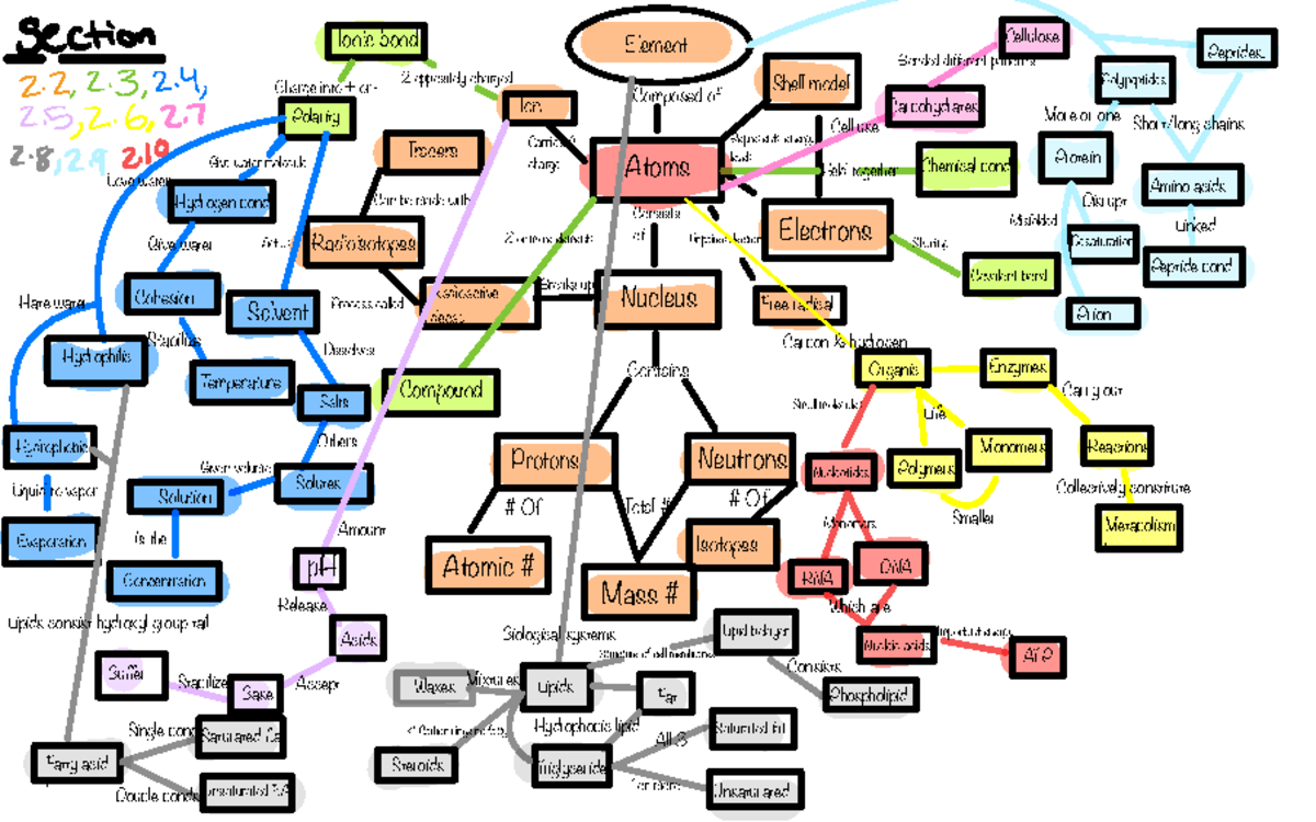 Concept Map of Elements - Key Atomic Structures and Compounds - Studocu