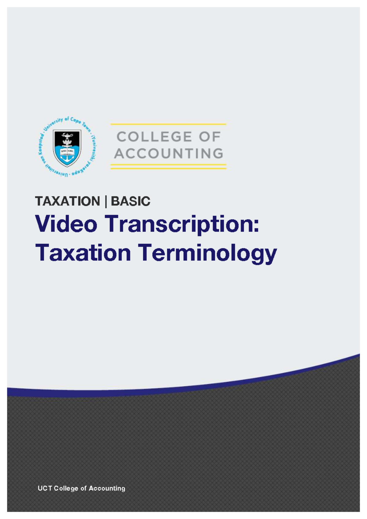Taxation Basic: Understanding Tax Terminology for UCT Accounting - Studocu