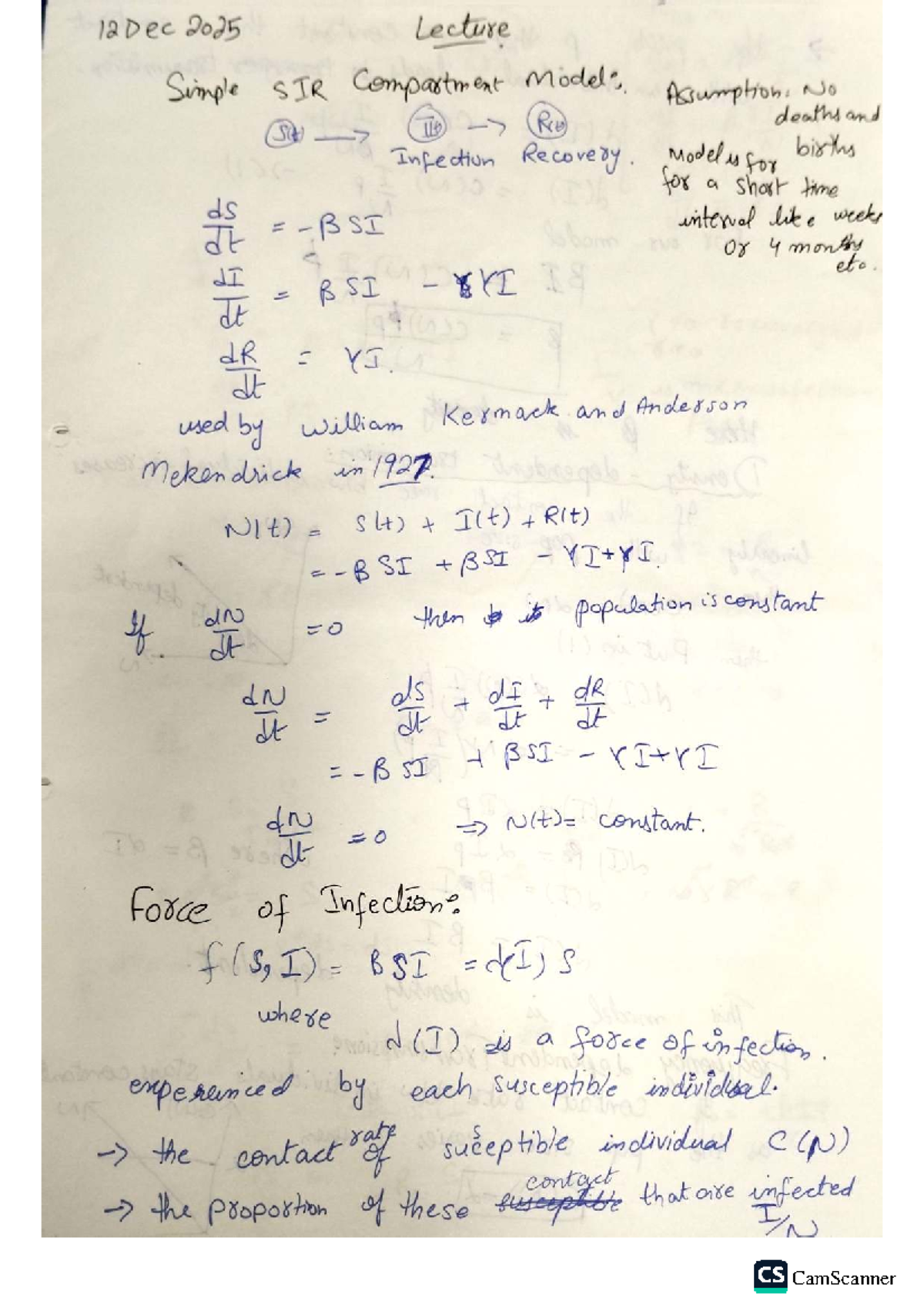 12Dec 2025 Lecture on Simple SIR Compartment Model Analysis - Studocu