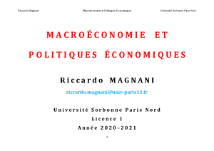 [Solved] Exercices licence 1 conomie gestion - Macroéconomie L1 (MCRO L1) - Studocu
