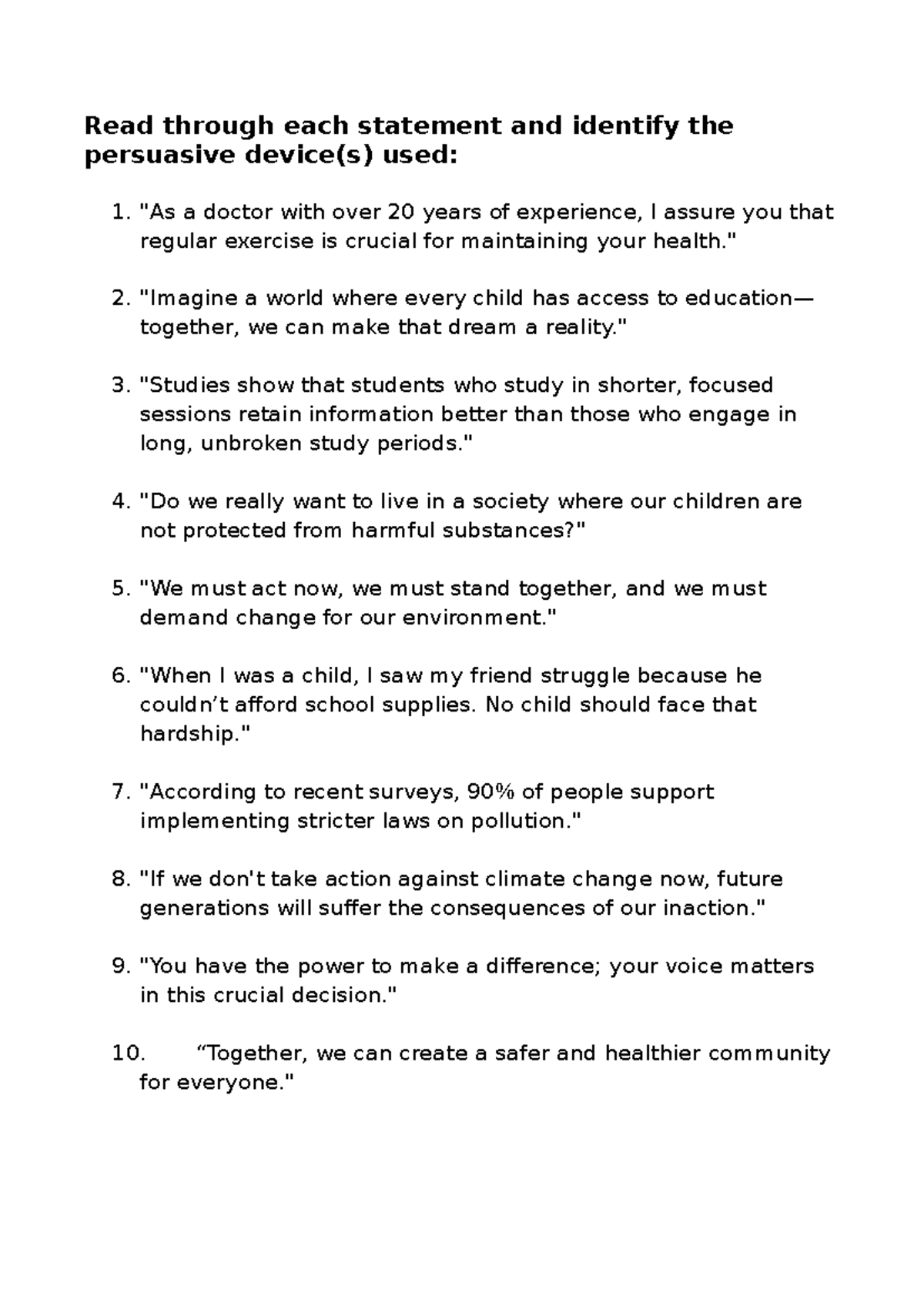 Identifying Persuasive Techniques: A Study Guide - Studocu